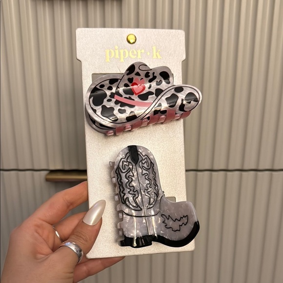 Accessories | Piper K Hair Clips Set Cow Print And Boot Design | Poshmark